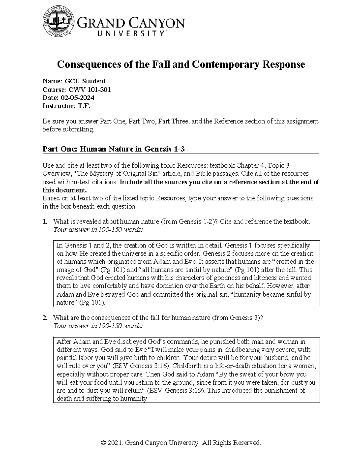 CWV 101 T3 - Consequences of the Fall: Assignment Overview & Analysis ...