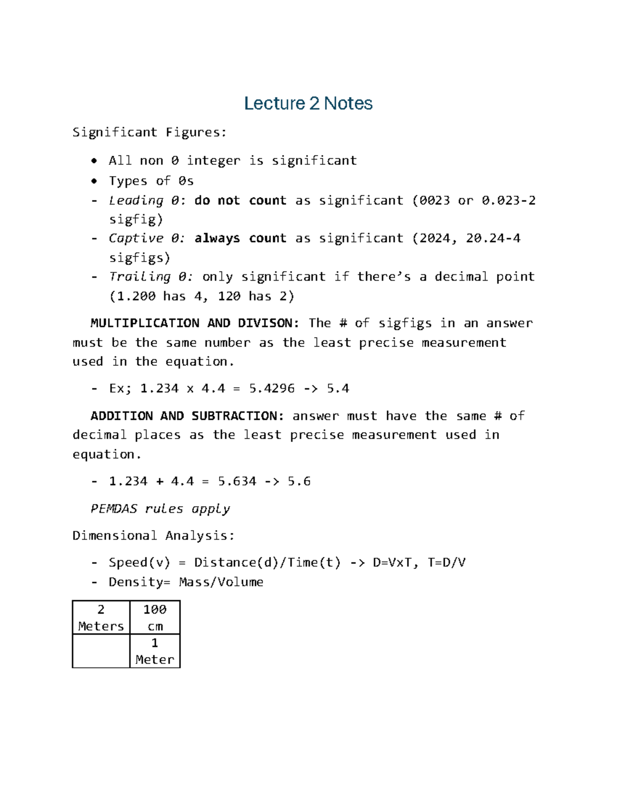 All Chem Lectures - Unit 1: Significant Figures & Atomic Theory - Studocu