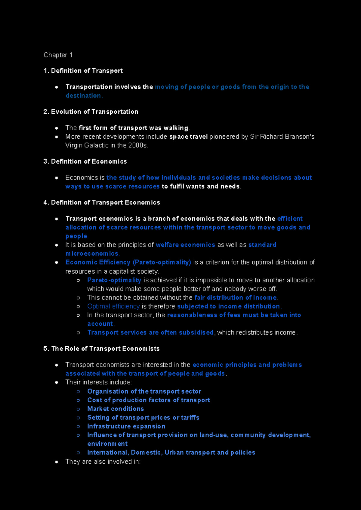 TE214: Comprehensive Summary of Transport Economics Concepts - Studocu