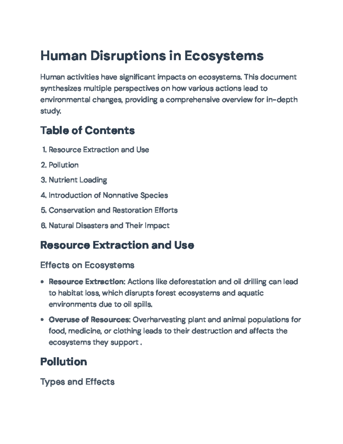 Human Impacts on Ecosystems: Effects & Conservation Strategies - Studocu