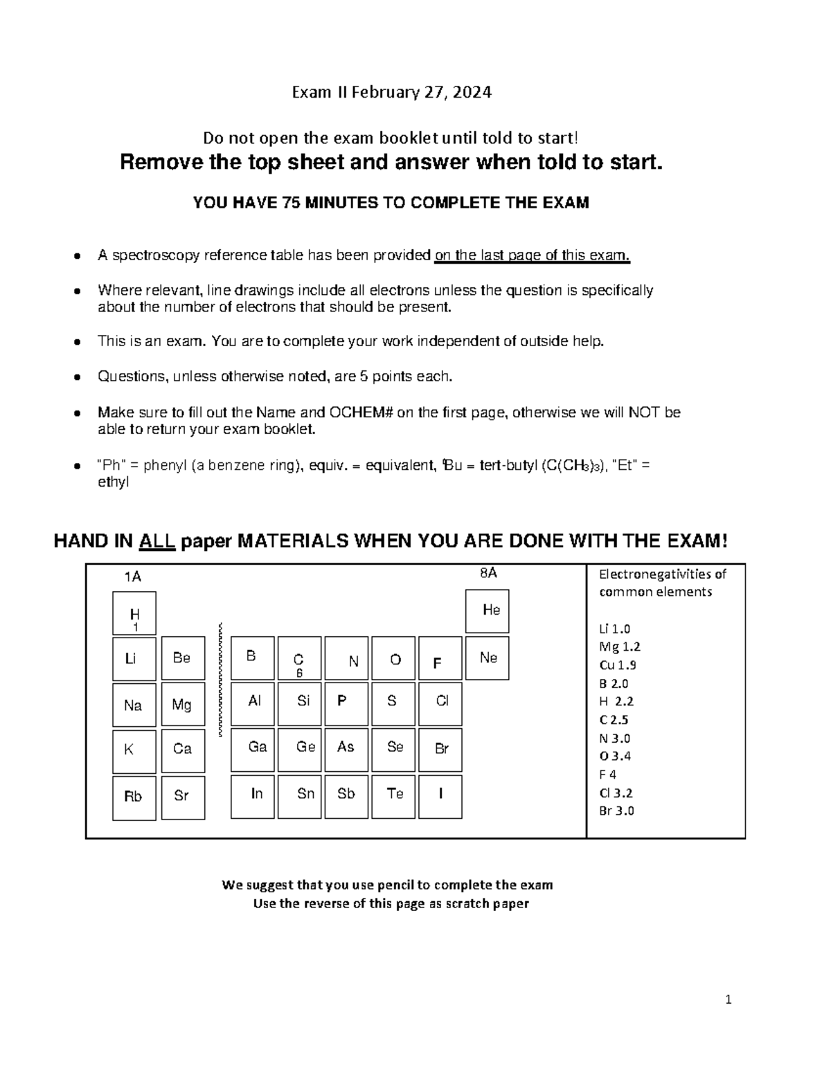 Orgo 2 Exam II Version B Key - February 27, 2024 - Studocu