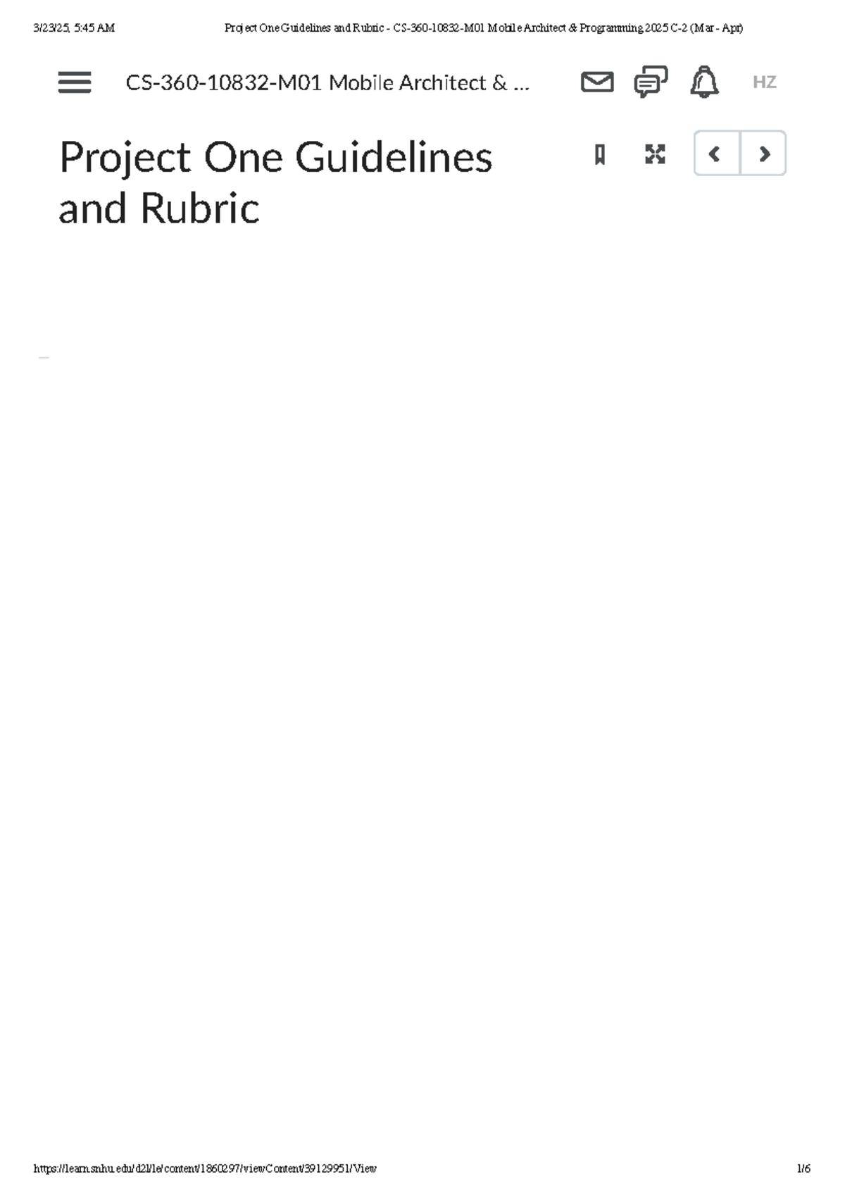 Project One Guidelines and Rubric - CS-360-10832-M01 Mobile Architect & Programming 2025 C-2 ...