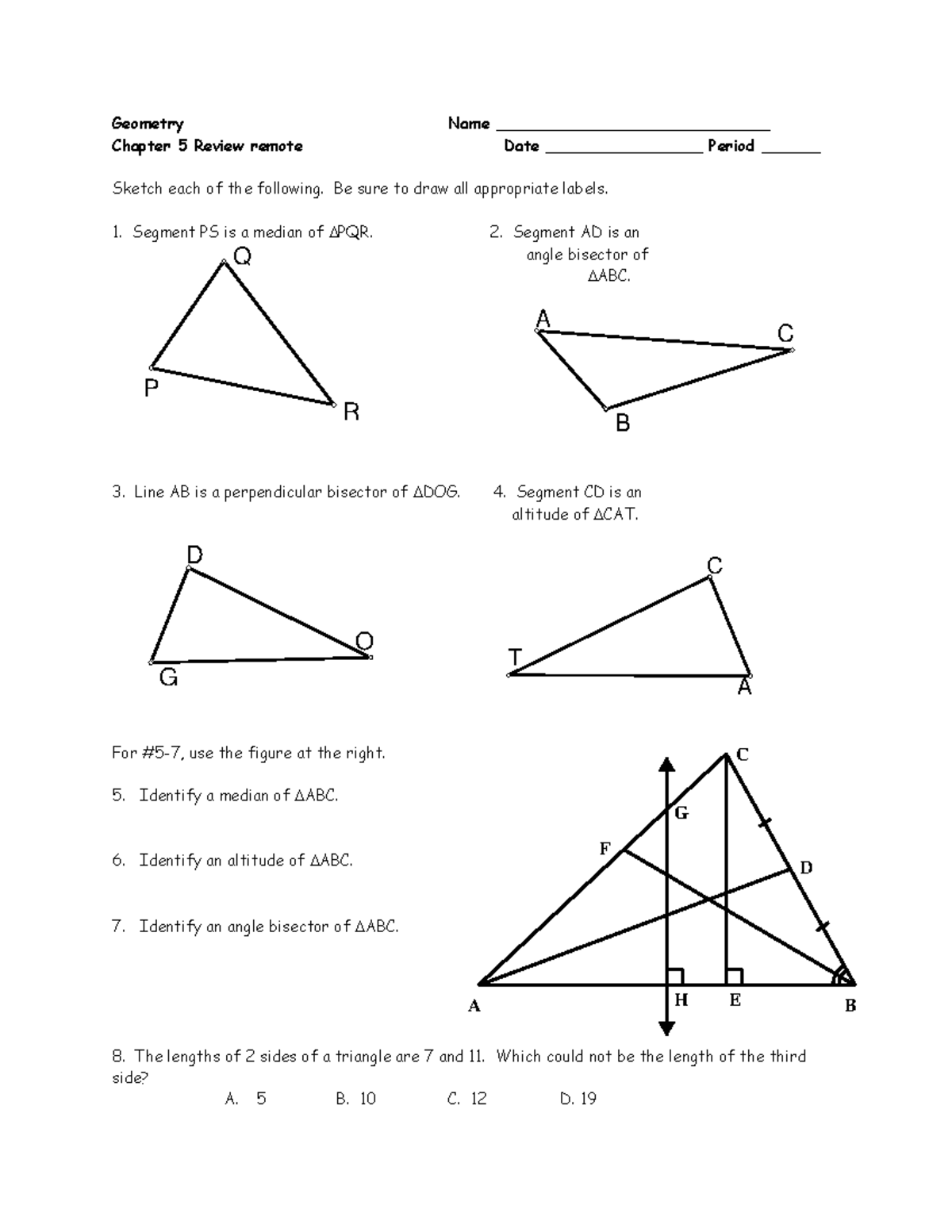 Geometry Chapter 5 Review Qs & Ans for Midterm Exam - Studocu