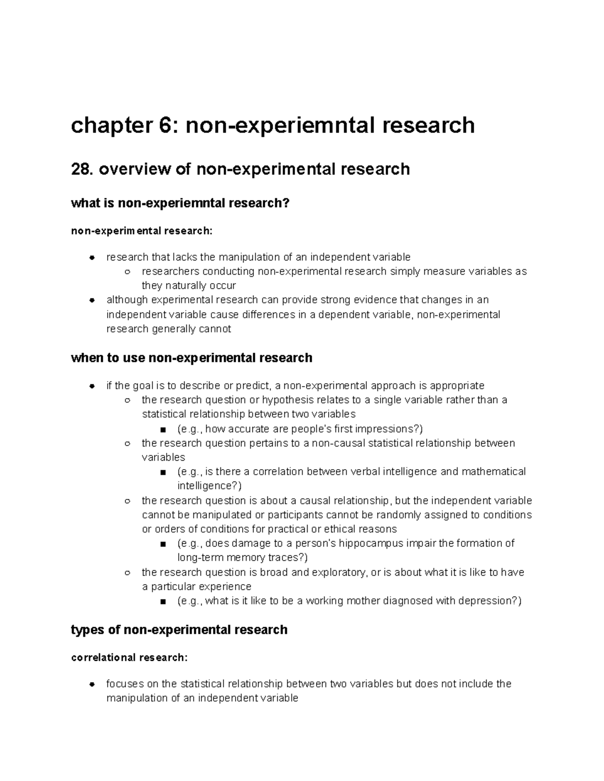Chapter 6 non-experiemntal research - chapter 6: research 28. overview ...