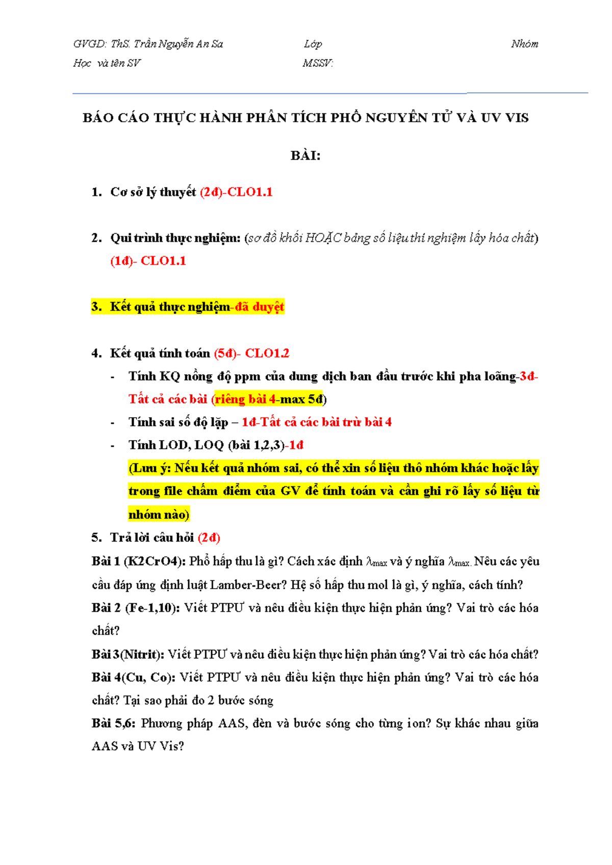 BCTH: Phân Tích Phổ Nguyên Tử và UV-Vis - GVGD ThS. Trần Nguyễn An Sa ...
