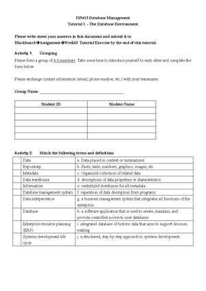 IS5413 Tutorial 05 - HOJI - IS5413 Database Management Tutorial 5 – ER Modeling A business case ...