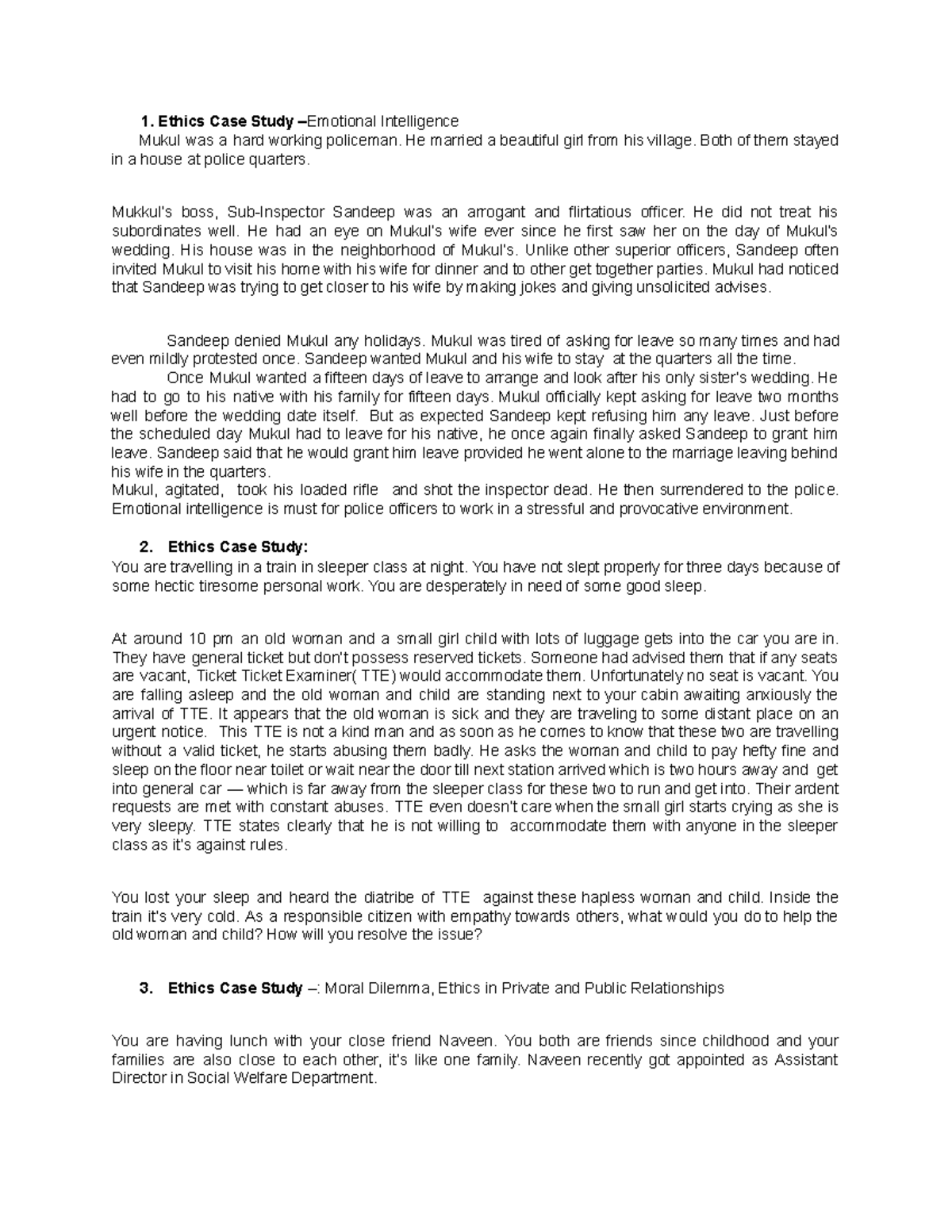 Ethics Case Studies: Moral Dilemmas in Professional Life - Studocu