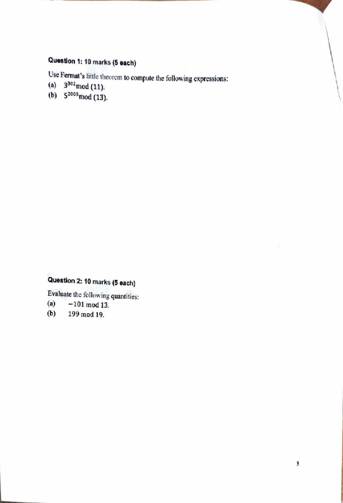 Discrete Mathematics (TEST 4): Modulo Calculations and RSA - Studocu