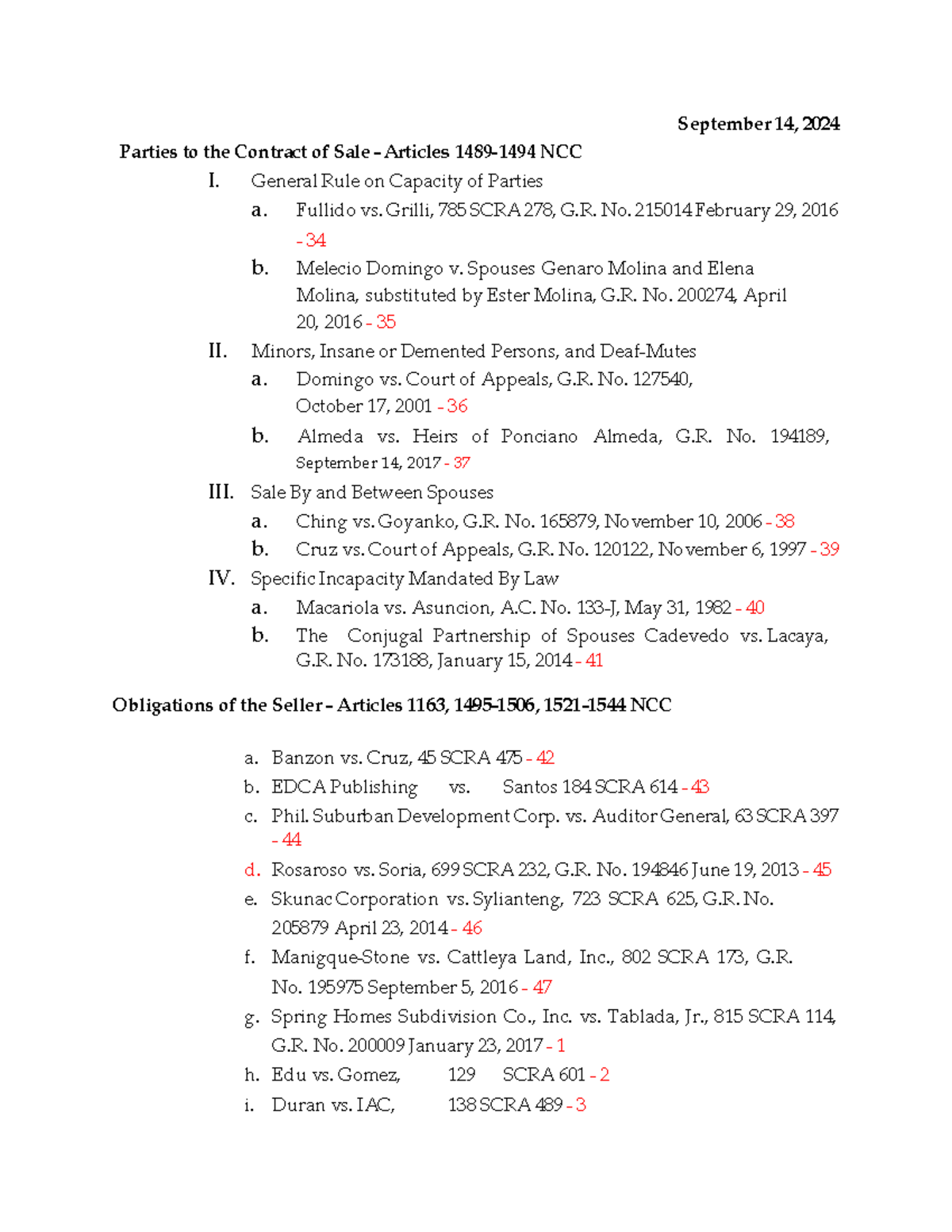 NCC Articles on Contract of Sale: Capacity & Obligations Analysis - Studocu