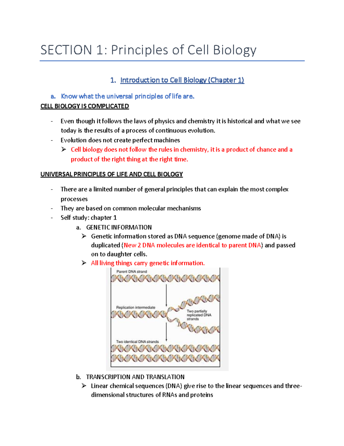 FLG 330: Principles of Cell Biology - Chapter 1 Overview and Key ...