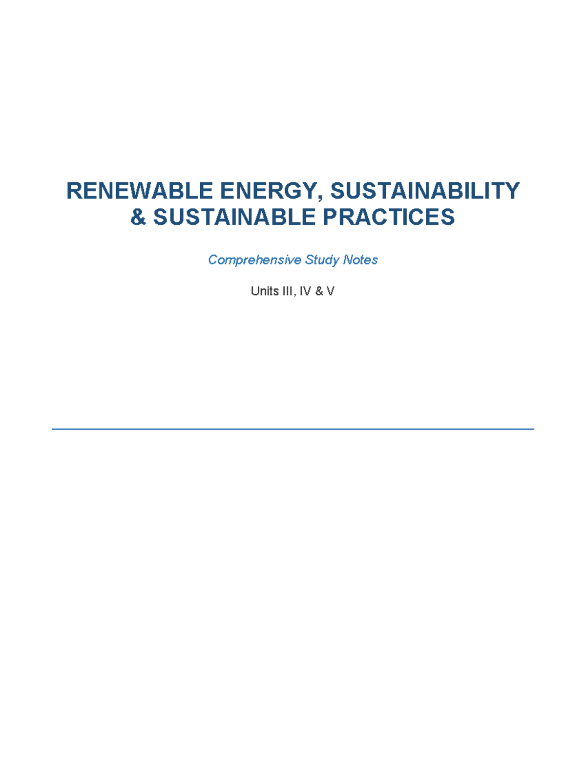BSBBS Units III, IV, V: Comprehensive Study Notes on Renewable Energy ...