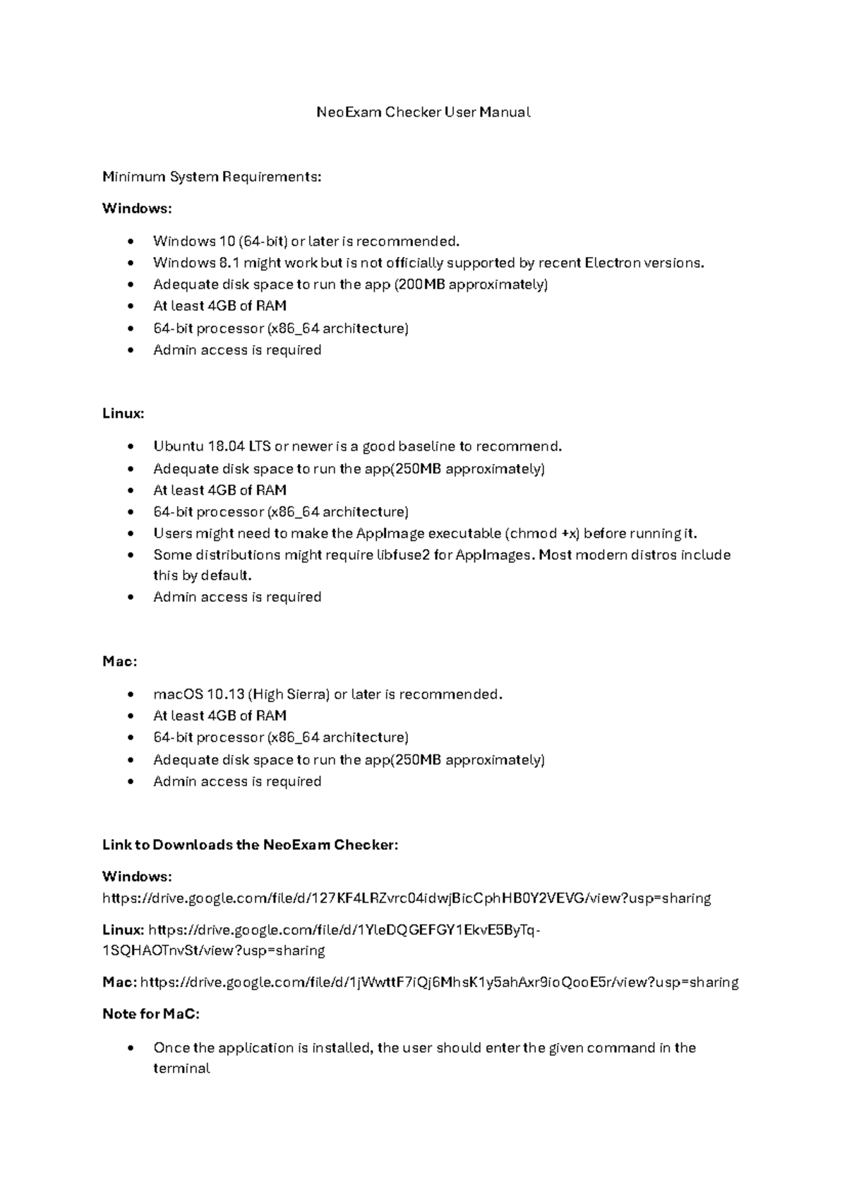 NeoExam Checker User Manual - System Requirements & Workflow Guide - Studocu