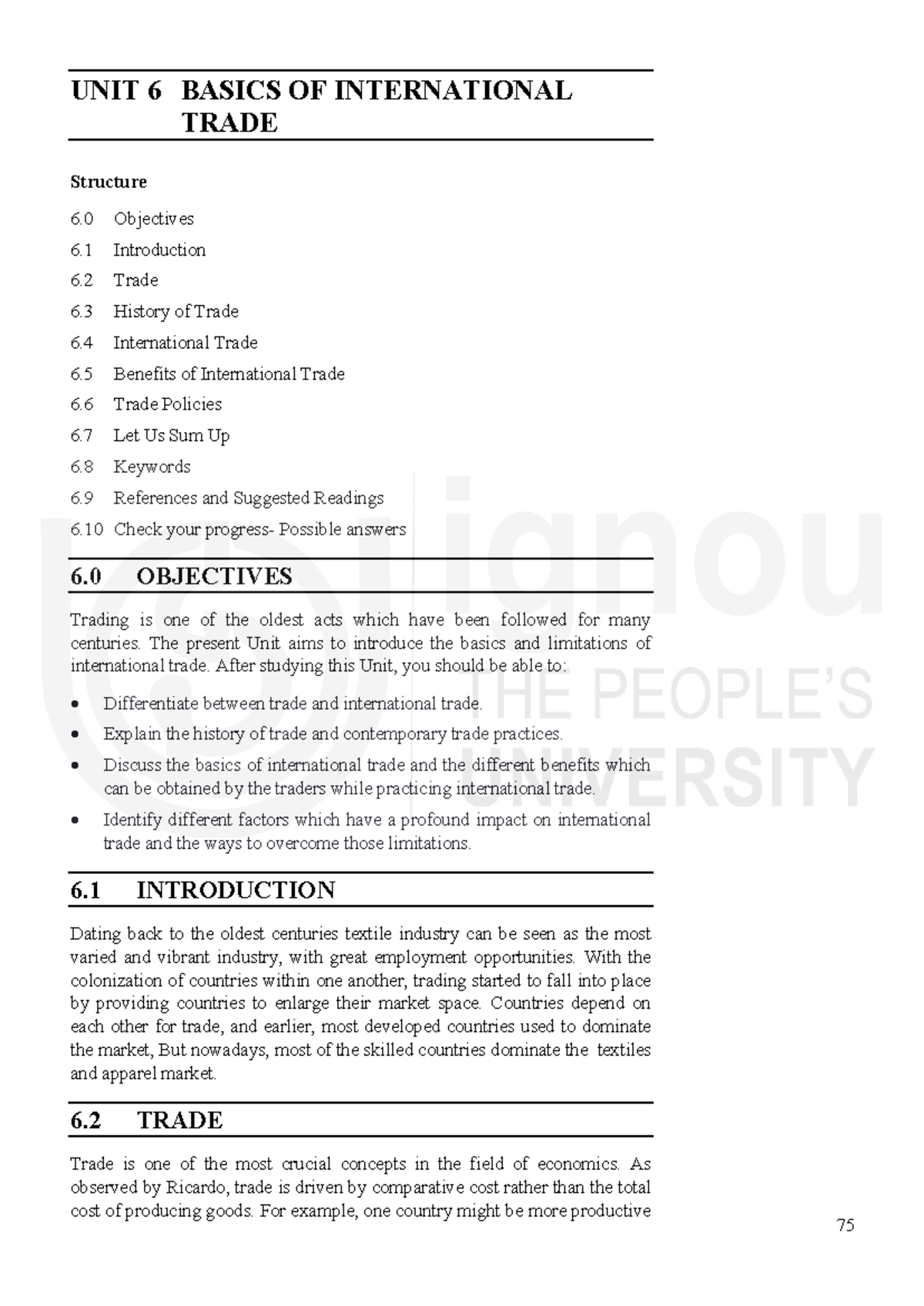 UNIT 6: BASICS OF INTERNATIONAL TRADE - Overview and Key Concepts - Studocu