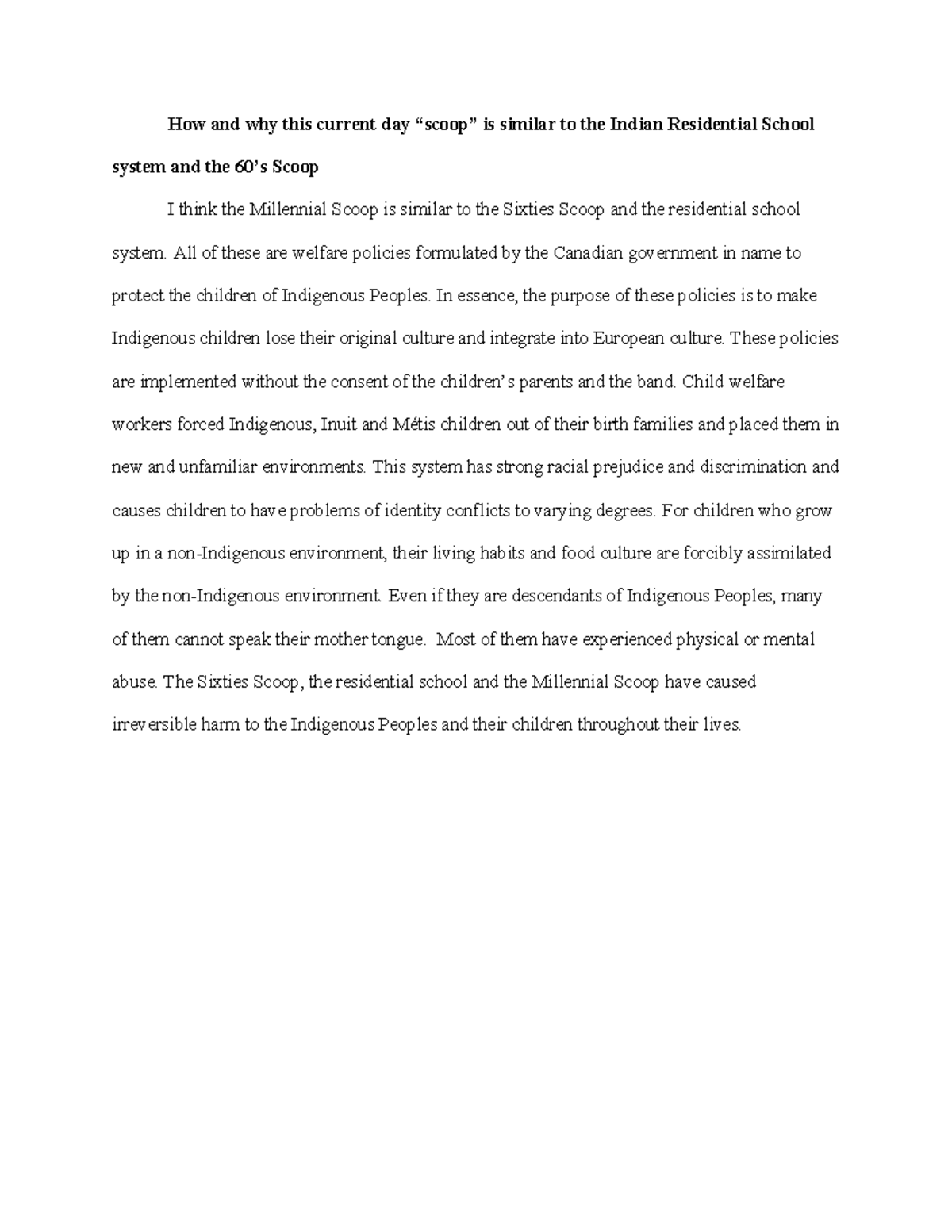 The Impact of the Millennial Scoop: Parallels with the Sixties Scoop ...