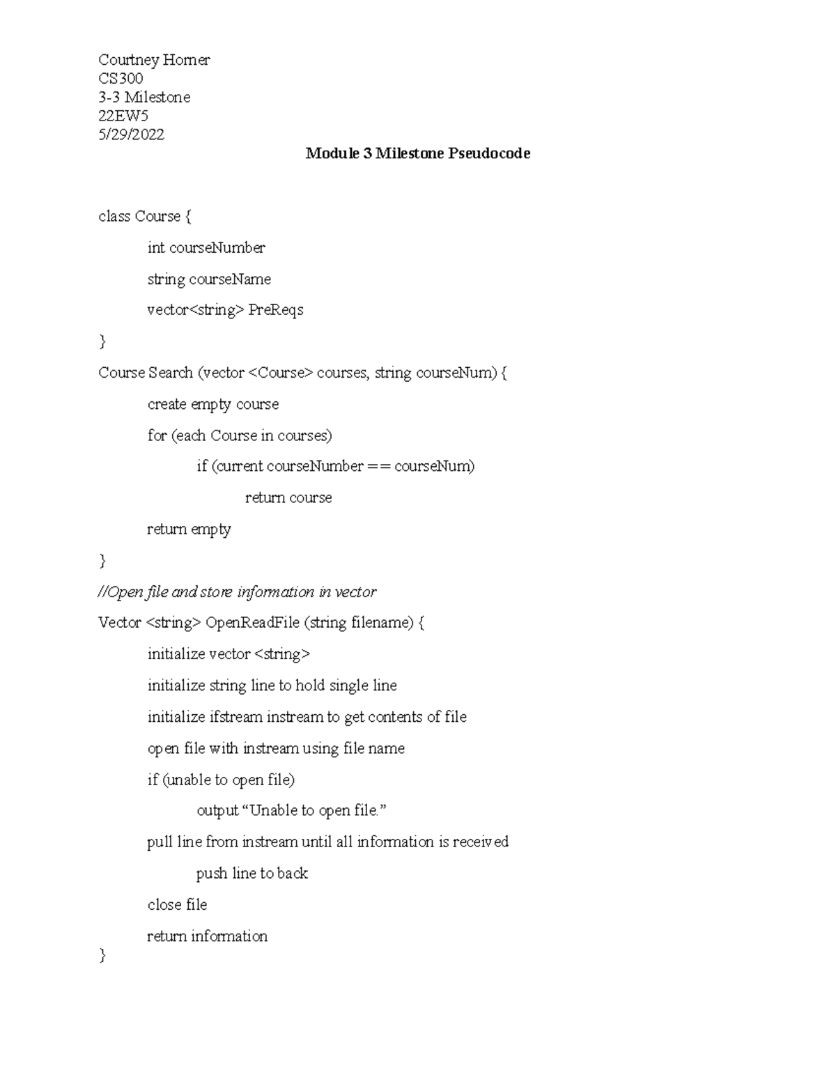 CS 22EW Module 3 Milestone Pseudocode Implementation - Studocu