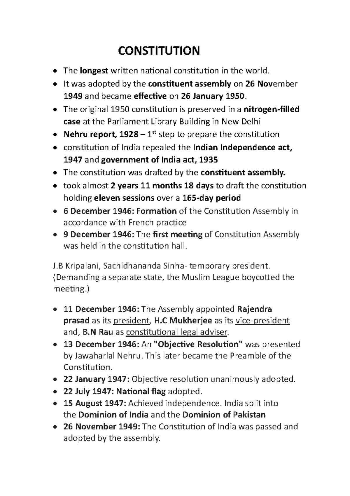 Constitution of India: Key Articles and Historical Overview - Studocu