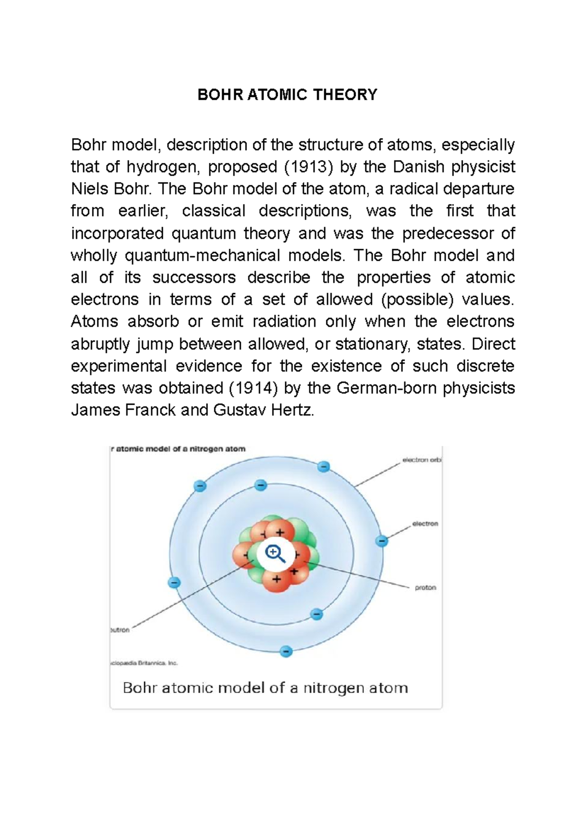 Chemistry 4 - Bohr atomic theory - BOHR ATOMIC THEORY Bohr model ...