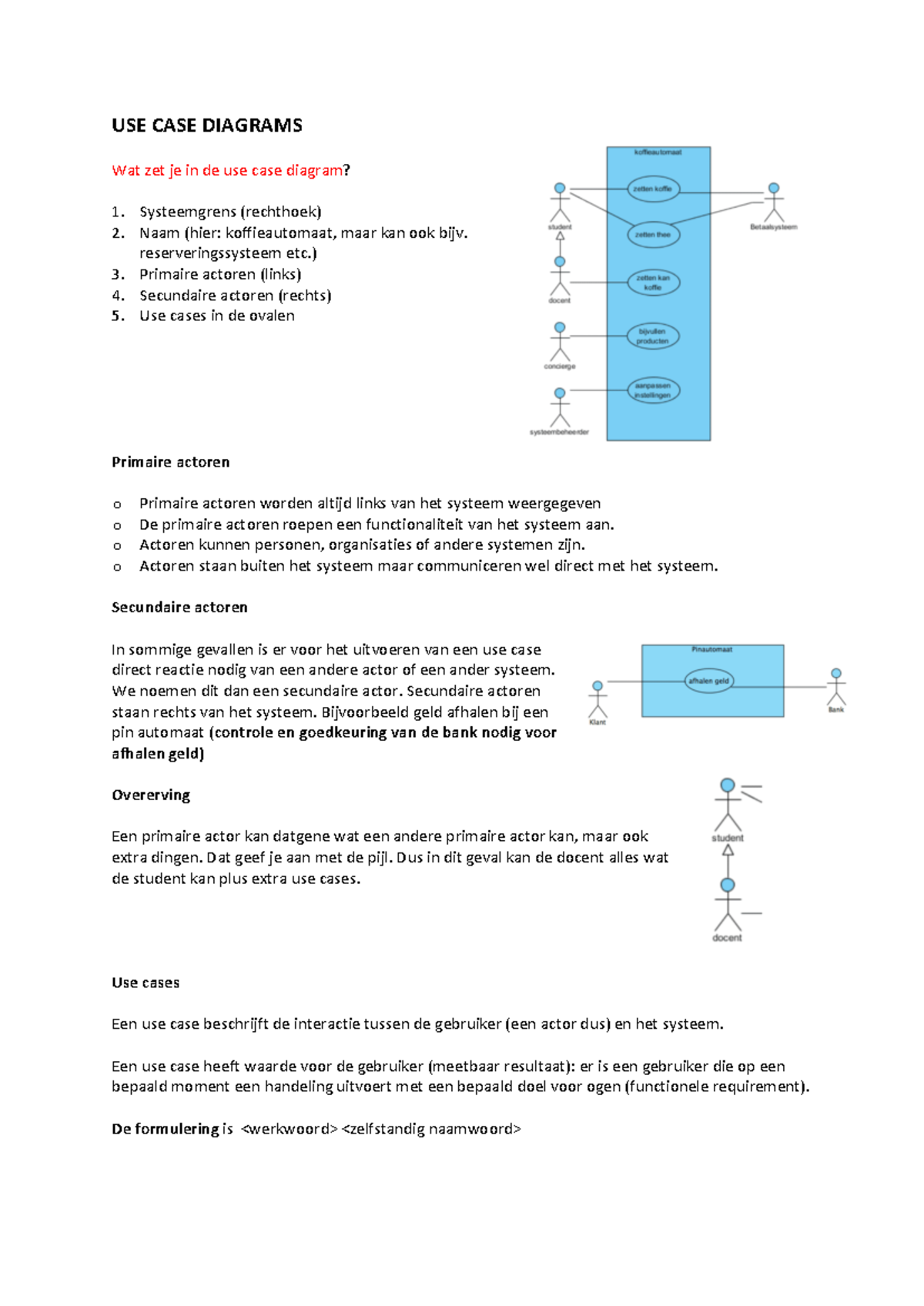 Samenvatting H3 functioneel ontwerp Use case diagrams - USE CASE ...