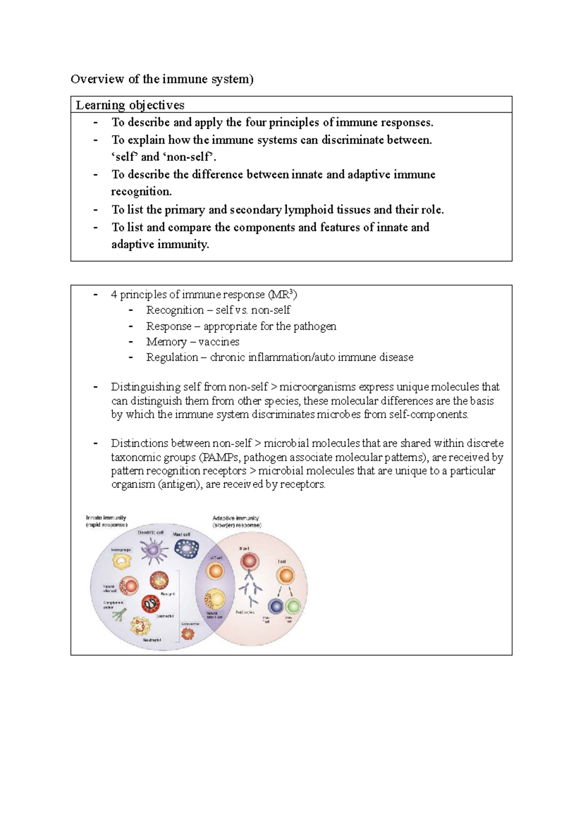 Immune System Overview: Lecture Notes (MR3) on Immune Responses and T ...