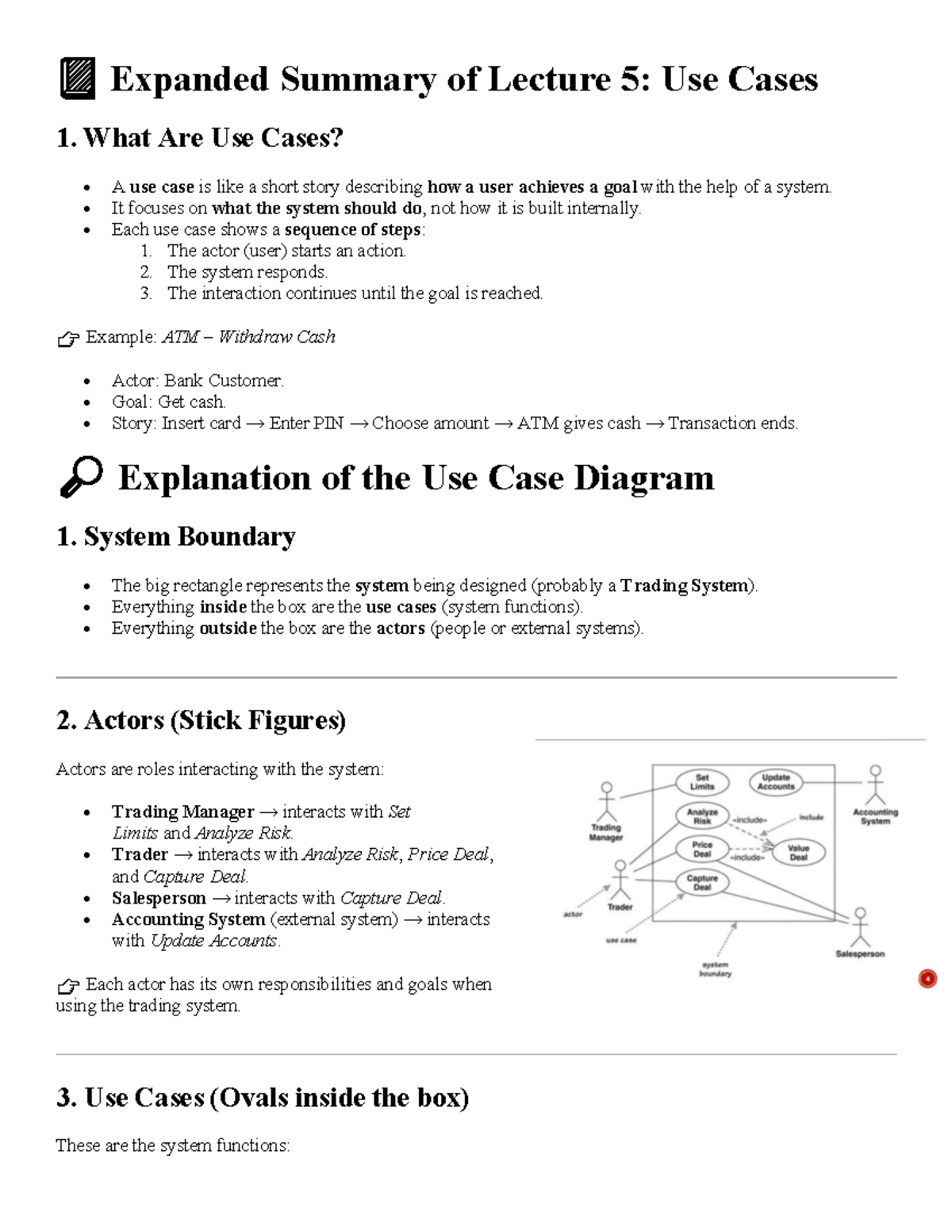 Lecture 5 Summary: Understanding Use Cases in Systems - Studocu