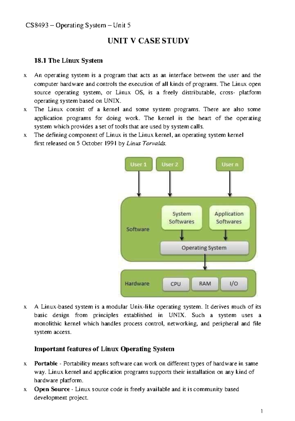 Unit-5-os - UNIT V CASE STUDY Linux System — Design Principles, Kernel ...