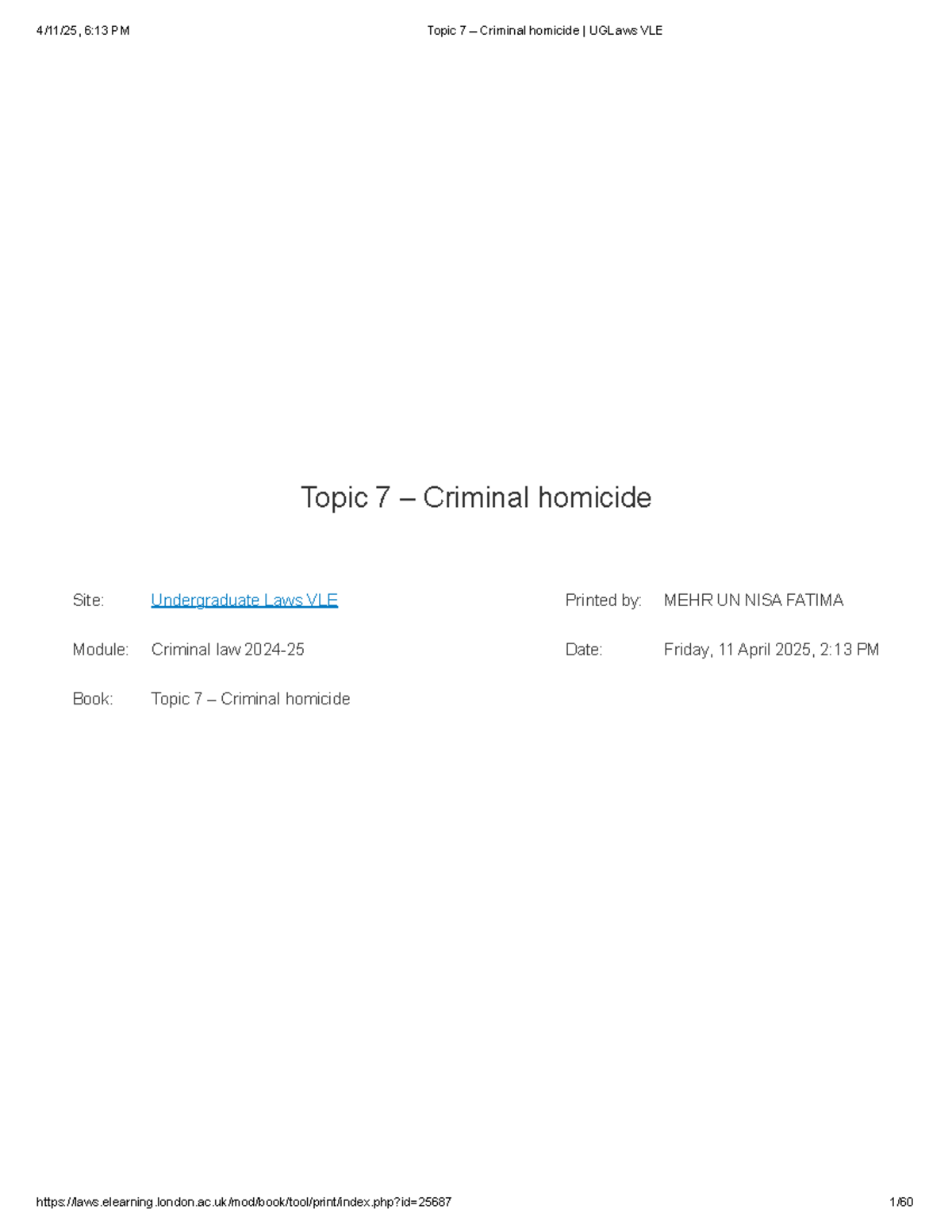 Criminal law homicise - homicide - Topic 7 – Criminal homicide Site ...