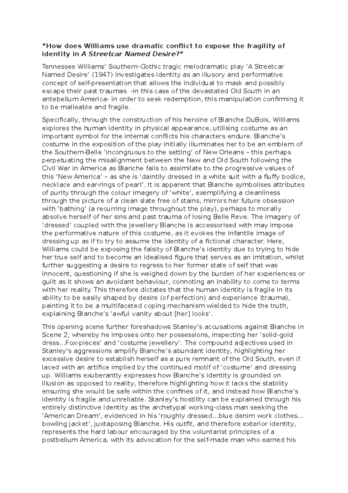 Dramatic Conflict and Fragile Identity in A Streetcar Named Desire (ENG ...