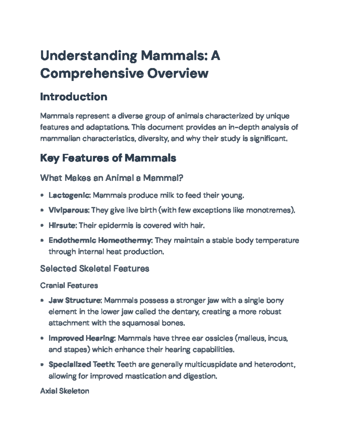Comprehensive Overview of Mammals: Characteristics & Importance ...