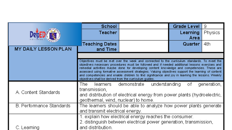 DLP: Grade 9 Physics - Electrical Energy Generation & Distribution ...