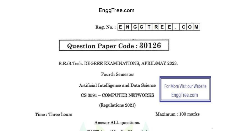 CS3591 Computer Networks Apr May 2023 Question Paper Download ...