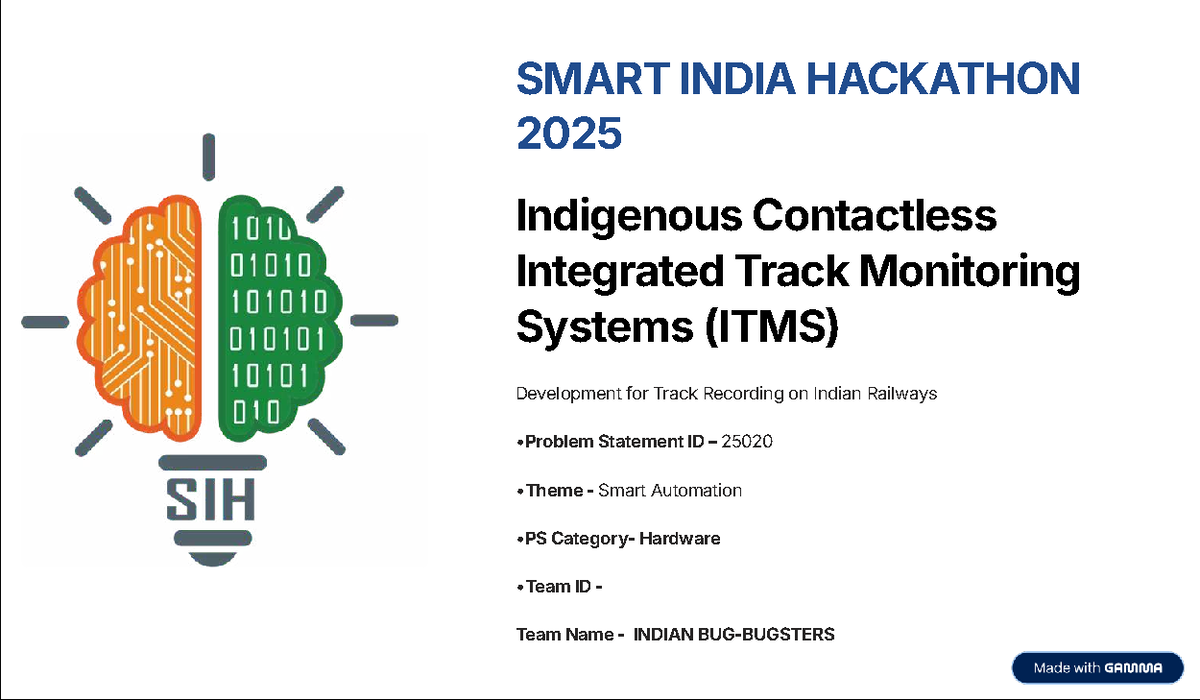 Smart India Hackathon 2025: Indigenous ITMS for Indian Railways - Studocu
