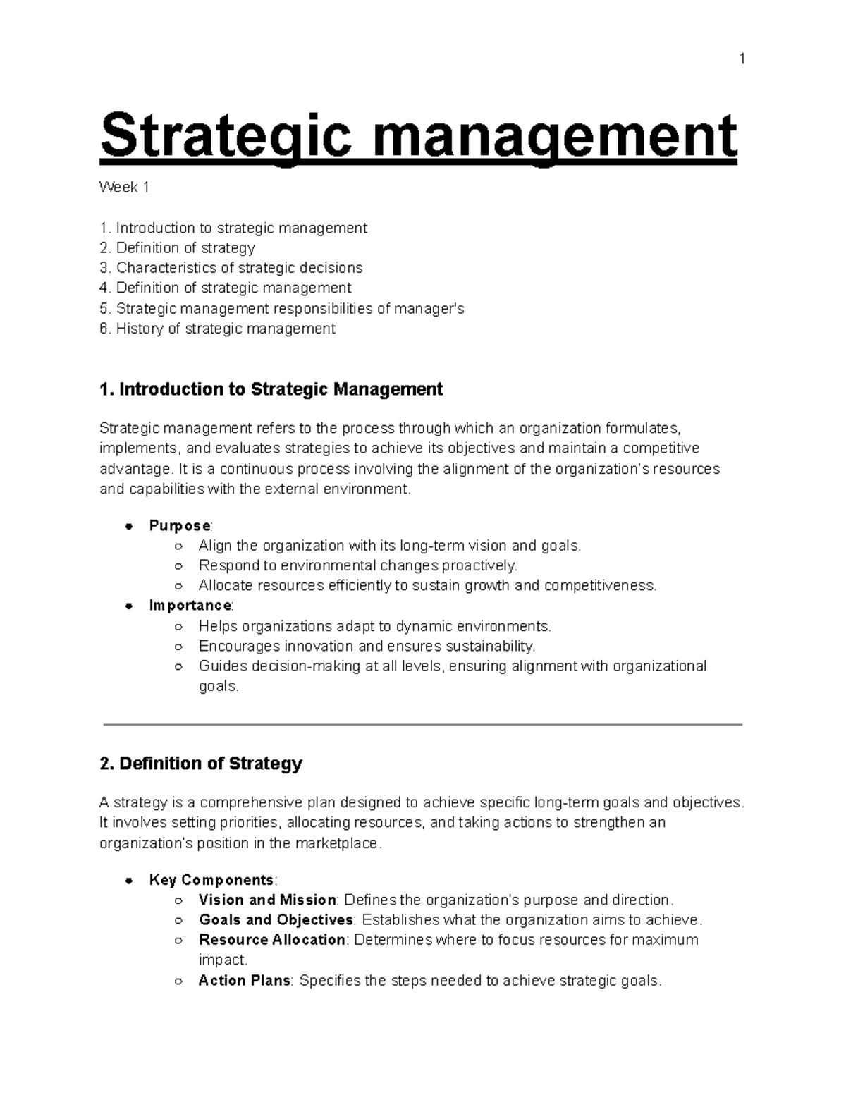 Strategic Management Overview: Key Concepts & Processes (MGMT-301) - Studocu
