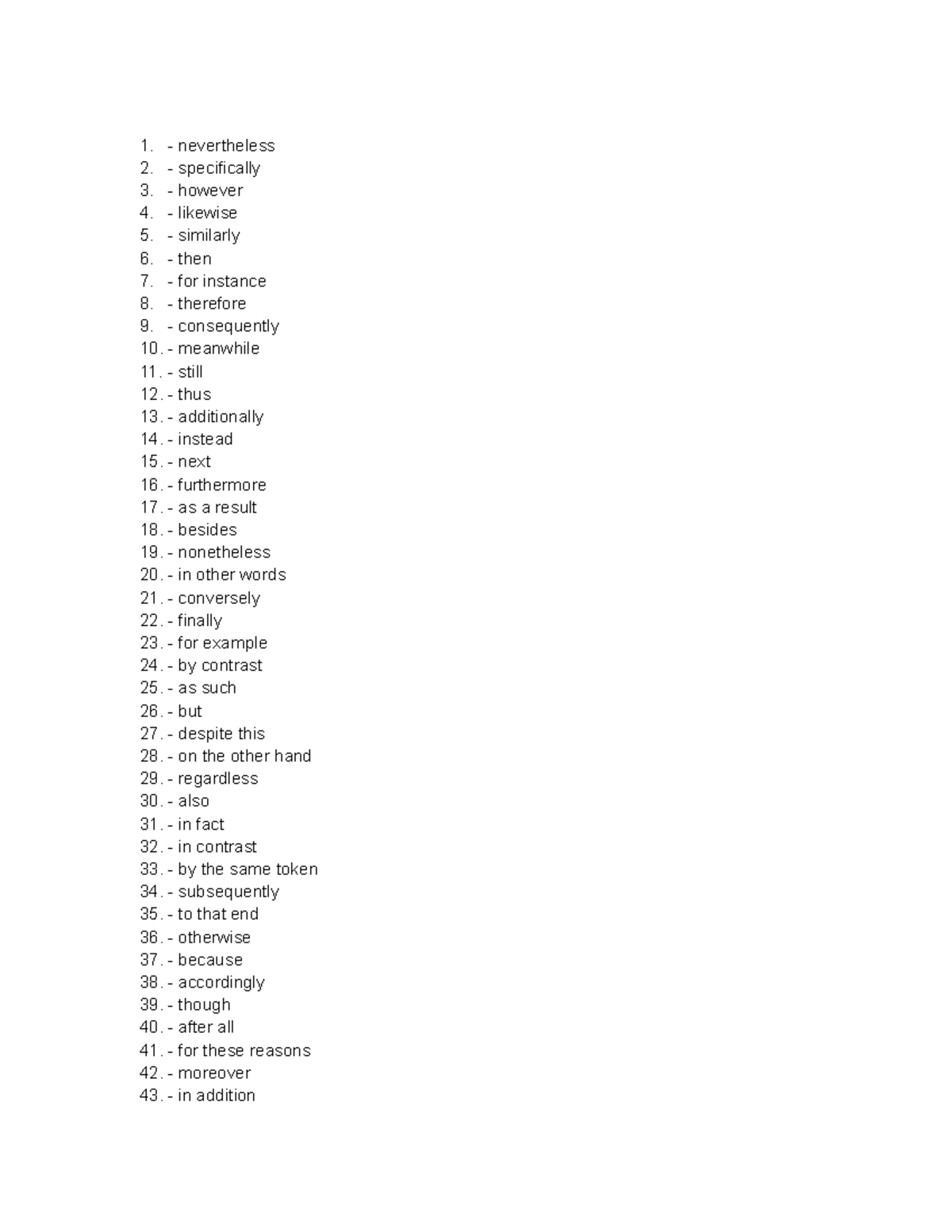 Connecting Ideas: Transition Words and Their Uses - Studocu