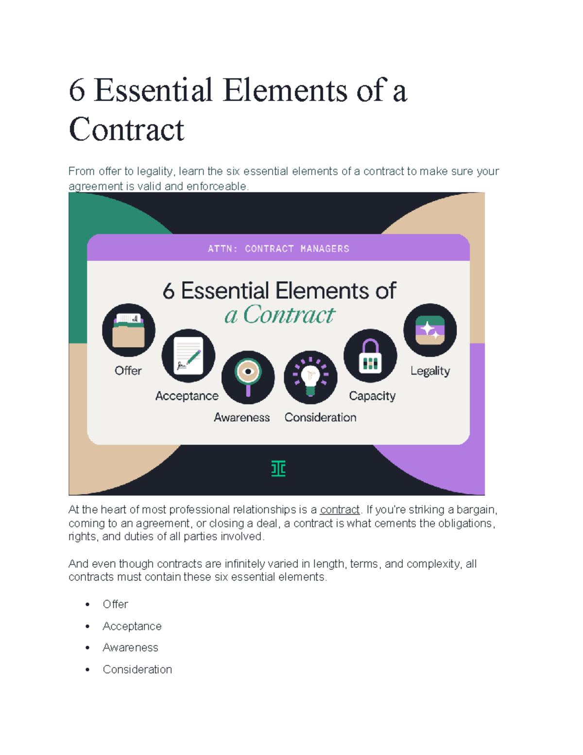 6 Key Elements of a Contract: Essentials for Valid Agreements - Studocu
