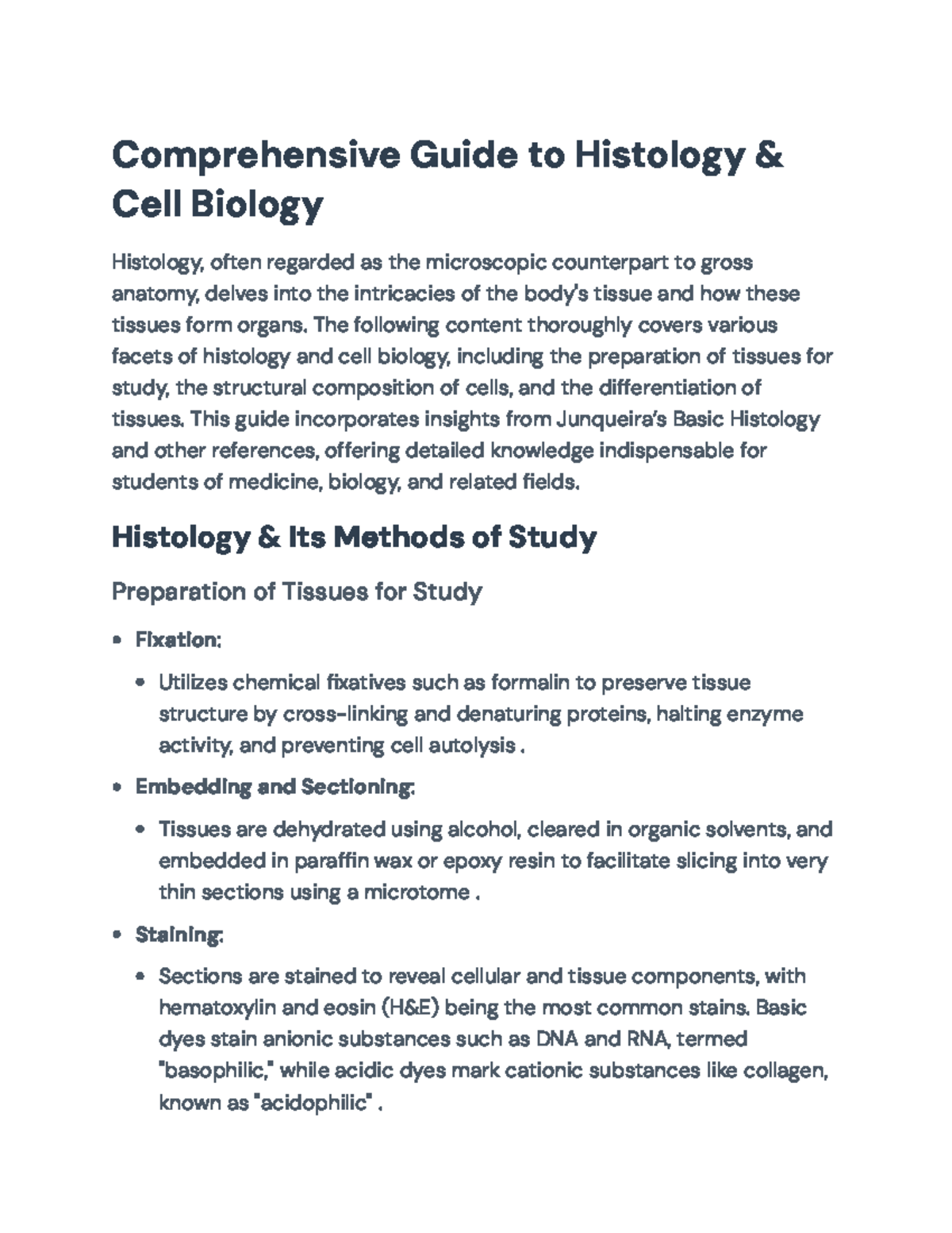 Comprehensive Guide to Histology & Cell Biology (BIO 101 ...