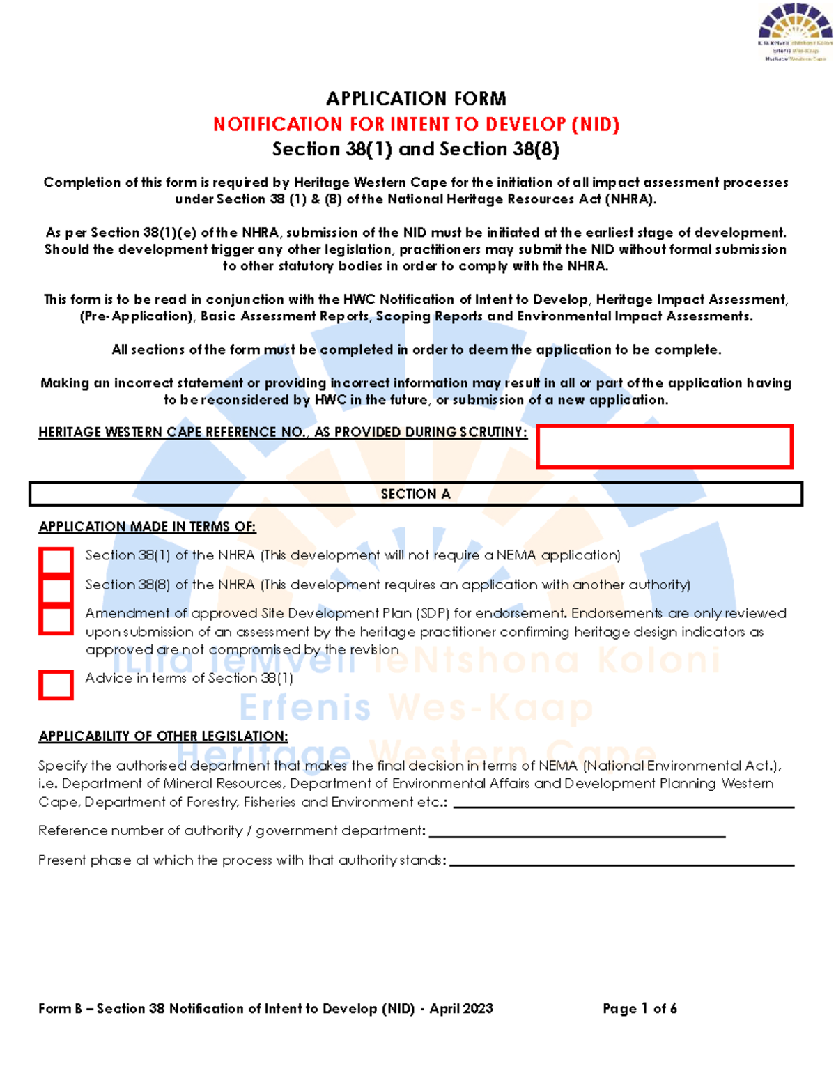 NID Application Form for Heritage Development - April 2023 - Studocu