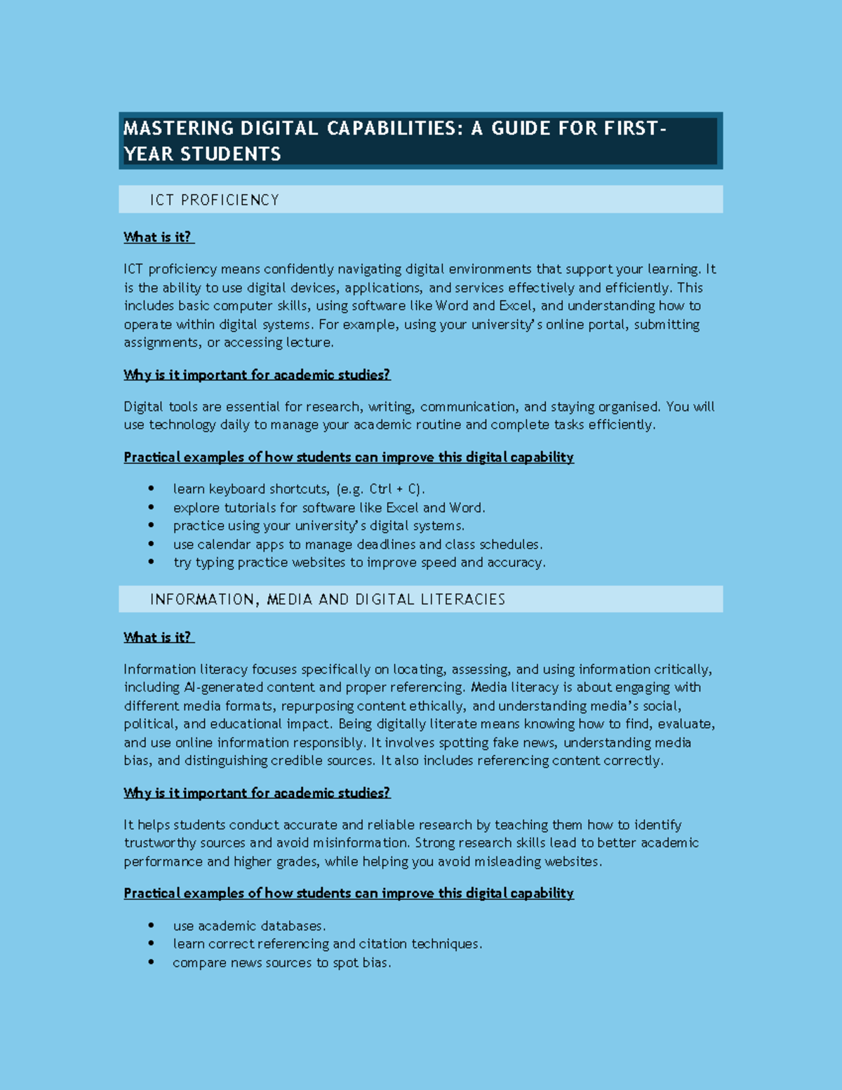 Unit 1 Engage: Mastering ICT Proficiency for First-Year Students - Studocu