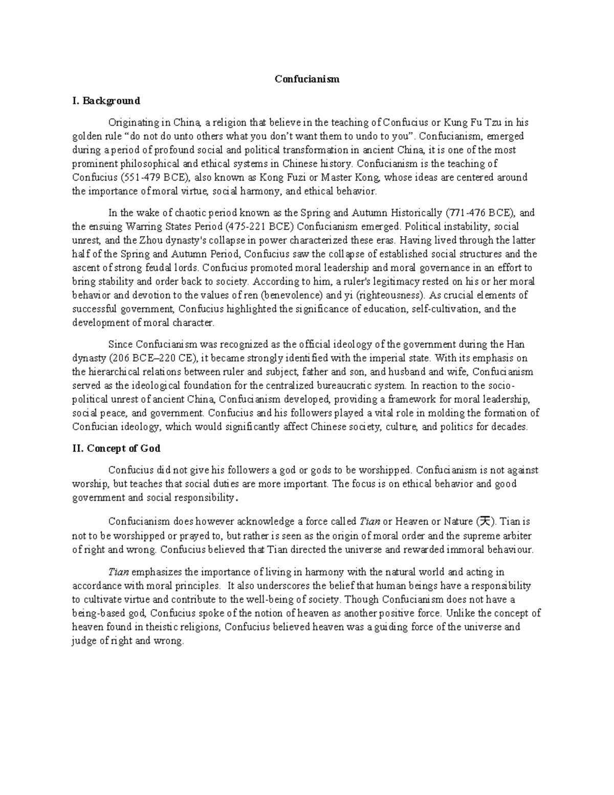 Confucianism Overview - Key Concepts and Historical Significance - Studocu