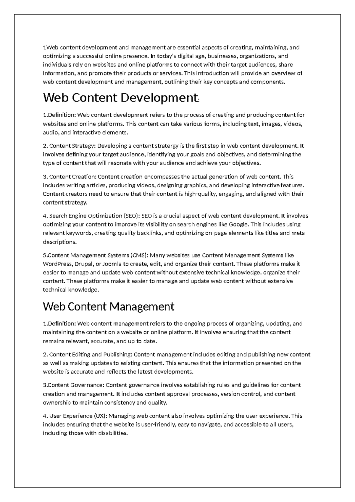 Unit 1: Web Content Development & Management Overview - Studocu