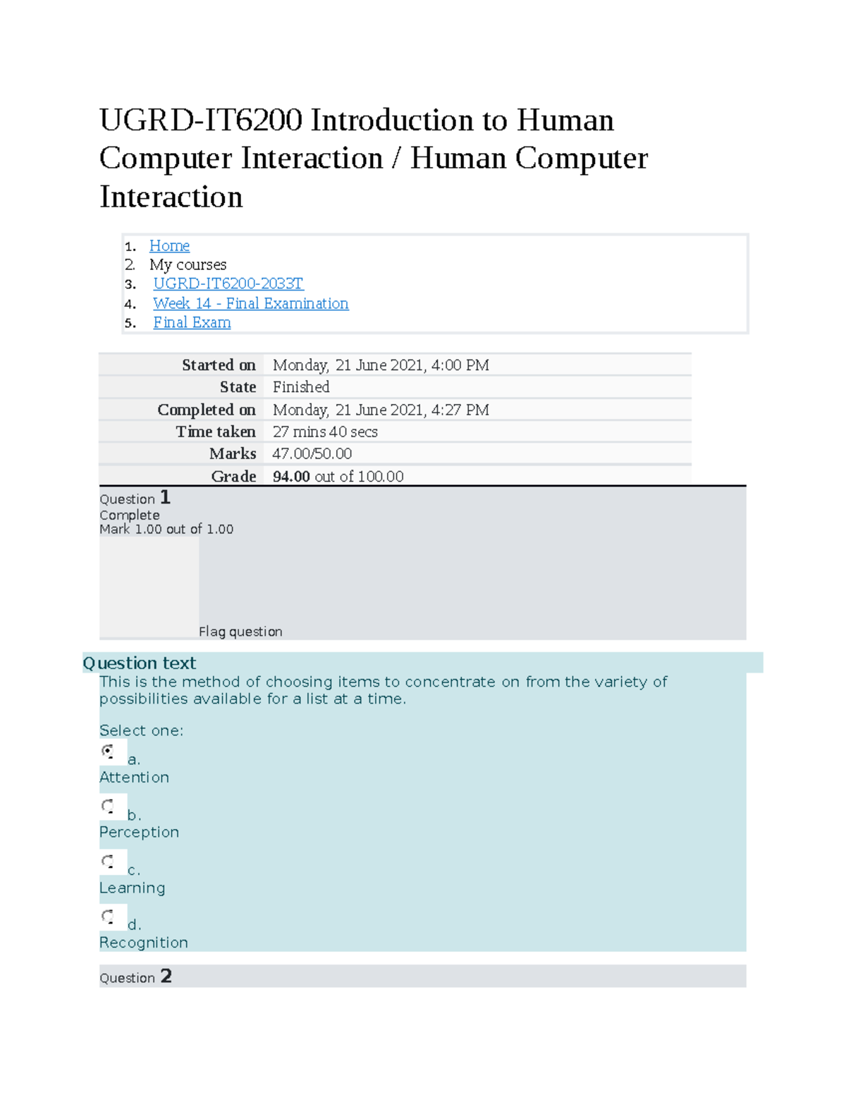 Finals Introduction to Human Computer Interaction - UGRD-IT6200 Introduction to Human Computer ...