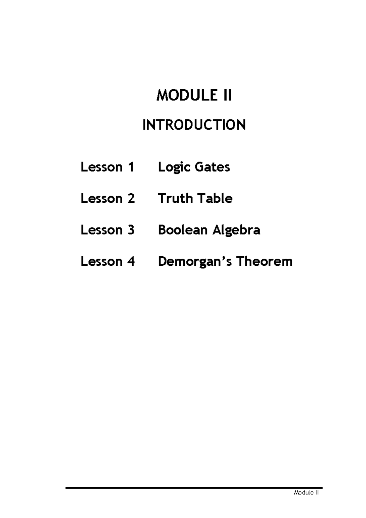 Module II: Digital Electronics - Logic Gates & Boolean Algebra Lessons ...