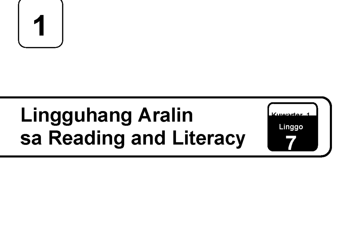 LE Reading & Literacy 1 Q1 W7 Weekly Lesson Log for Grade 1 - Studocu