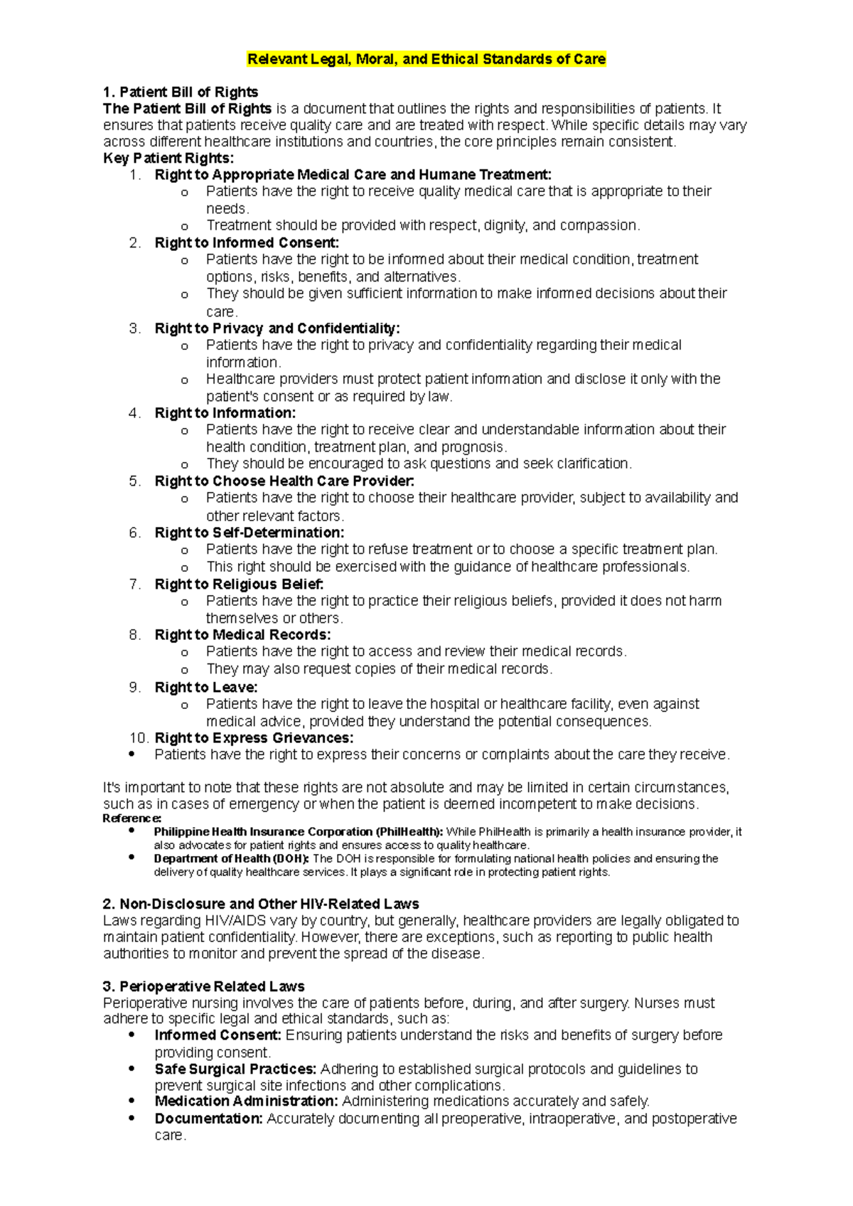 Legal, Moral & Ethical Standards of Care in Nursing (RA 9173) - Studocu