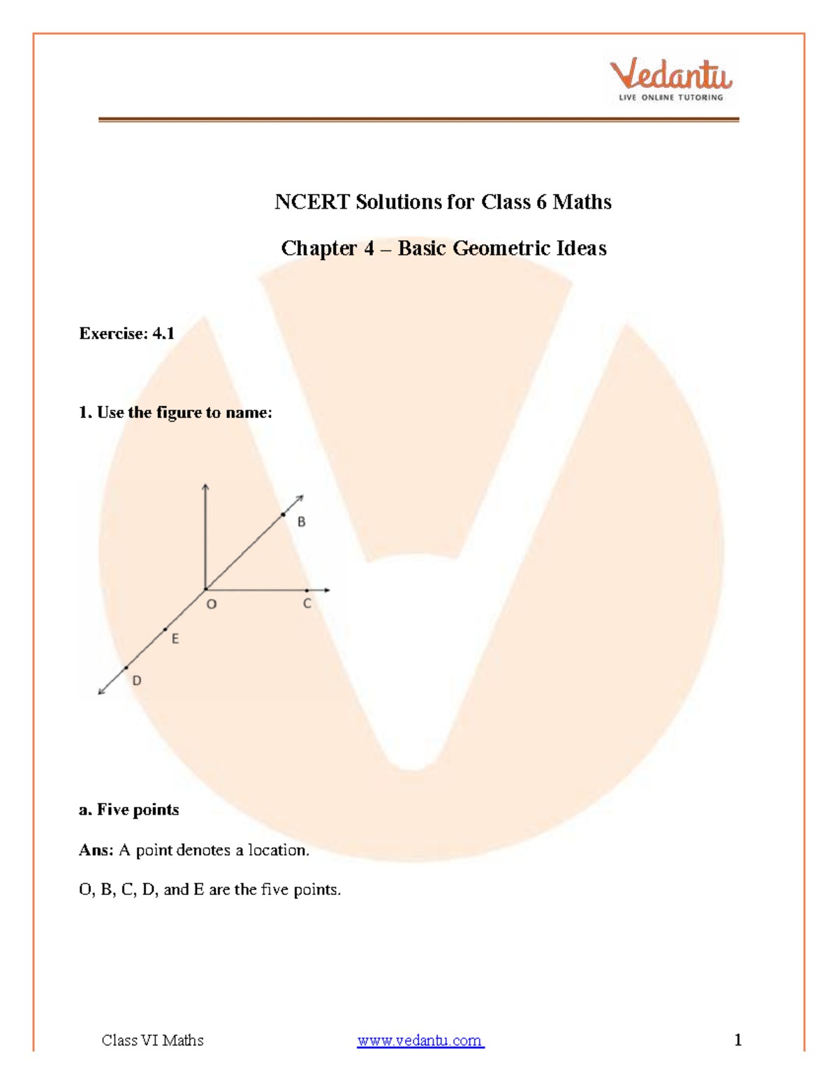 NCERT Solutions for Class 6 Maths Chapter 4: Basic Geometric Ideas ...