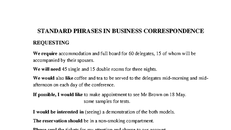 Standard Phrases in Business Correspondence: A Comprehensive Guide ...
