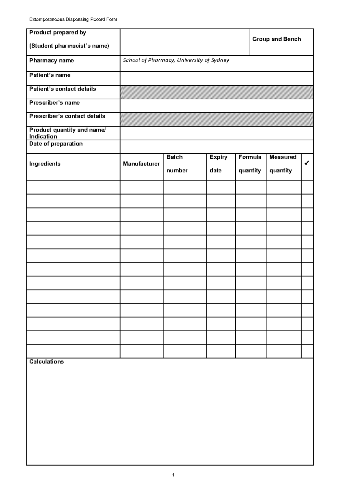 Extemporaneous Dispensing Record Form+-+2024 - Product prepared by ...
