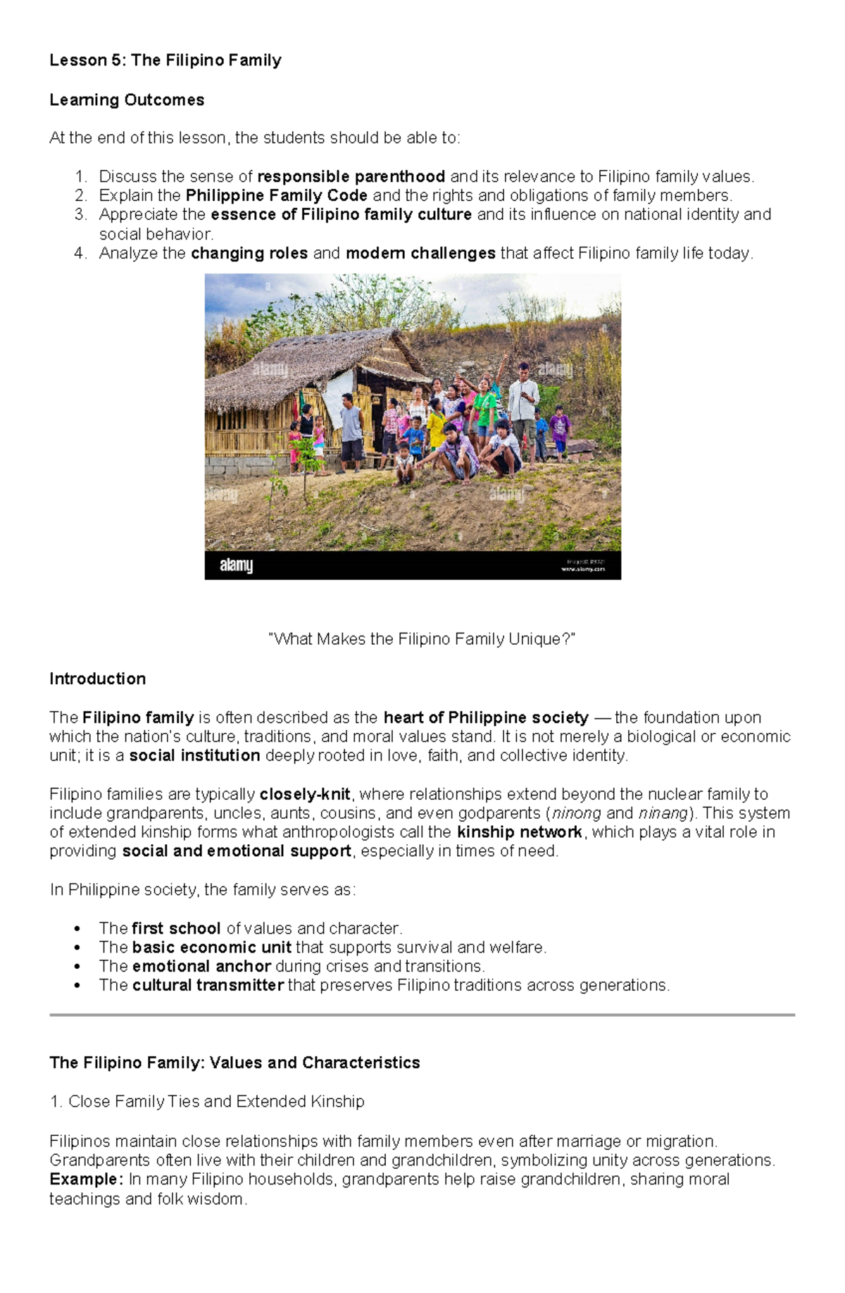 Lessons 5, 6, and 7: Understanding Filipino Family, Social Change, and ...