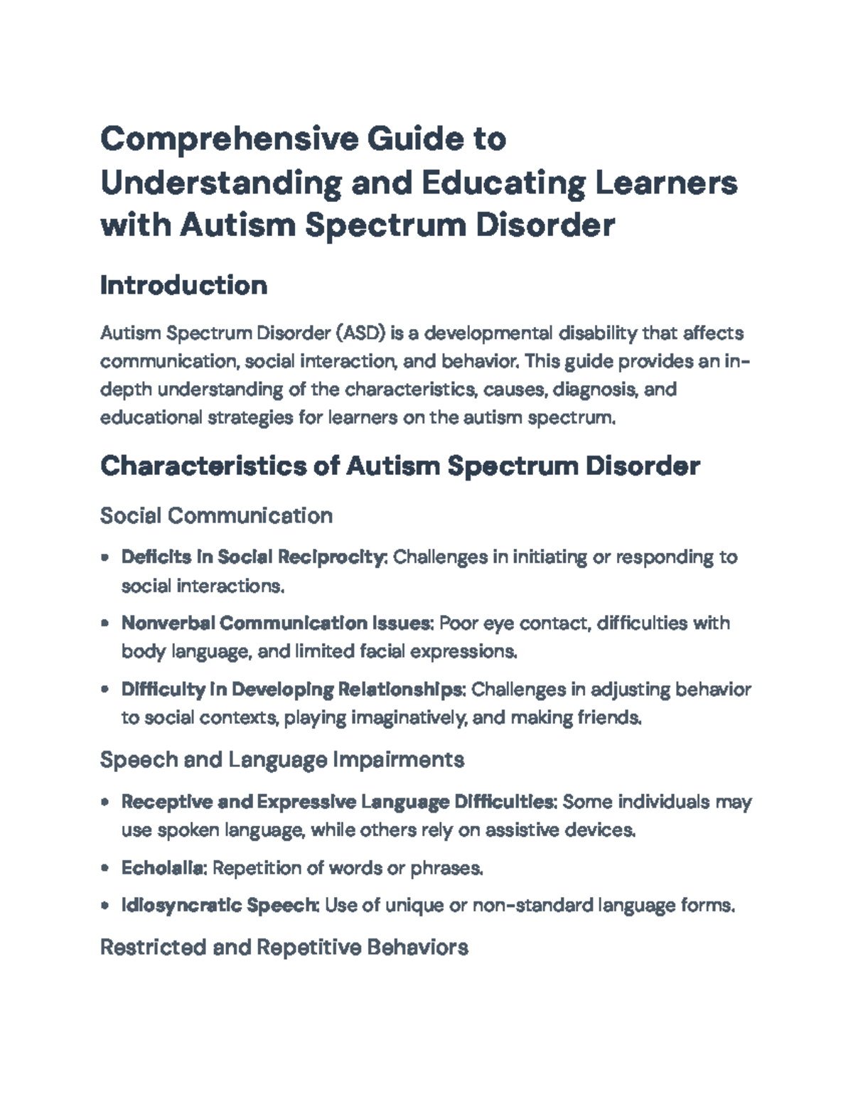 Comprehensive Guide on Educating Learners with Autism Spectrum Disorder ...