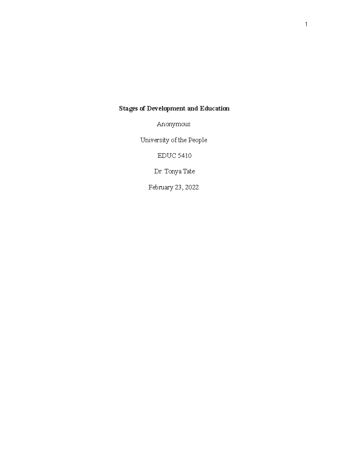 Written assignment 4 child development - Stages of Development and ...