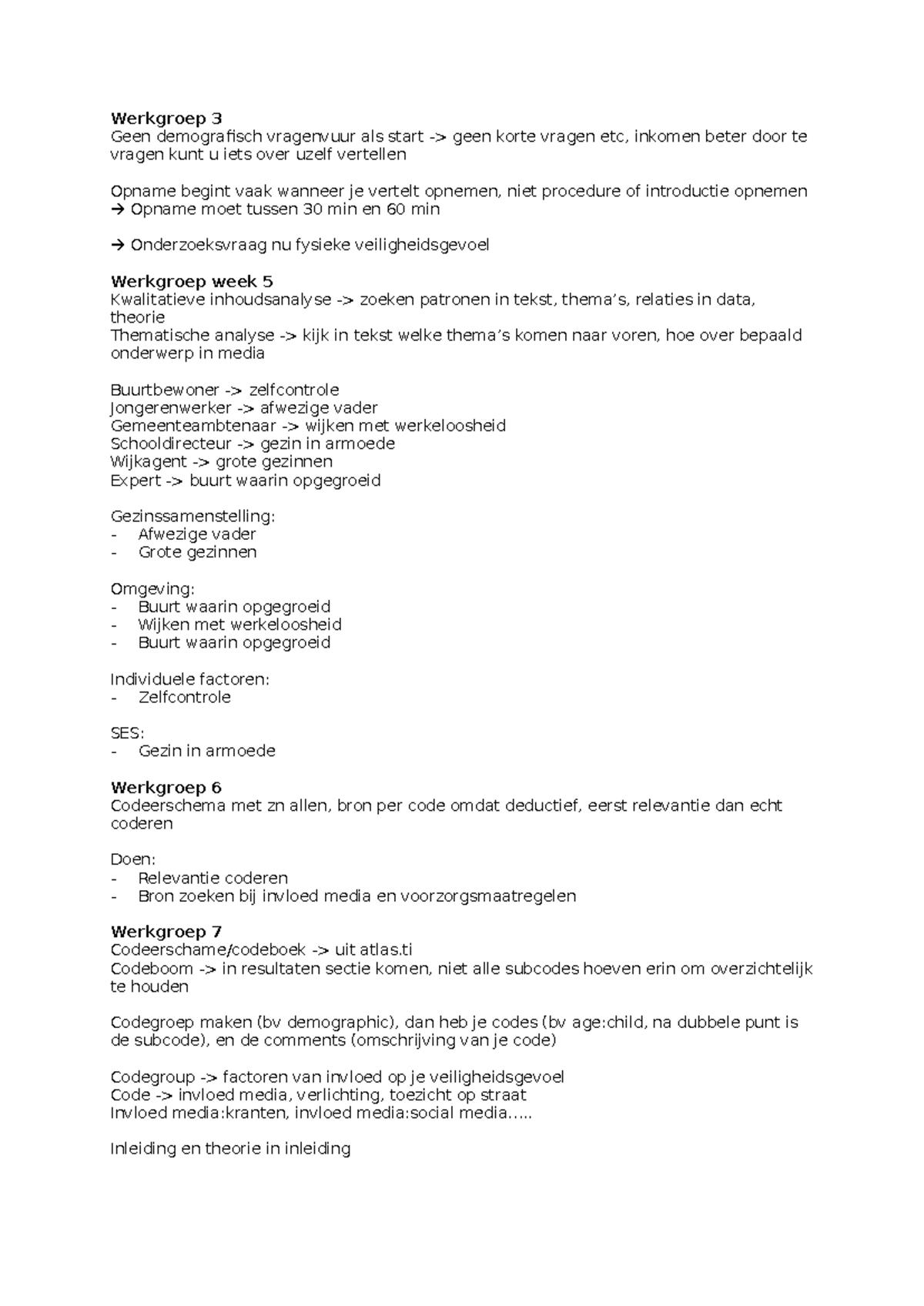 OZV WG3 & WG6: Kwalitatieve Analyse en Codeerschema Inzichten - Studeersnel